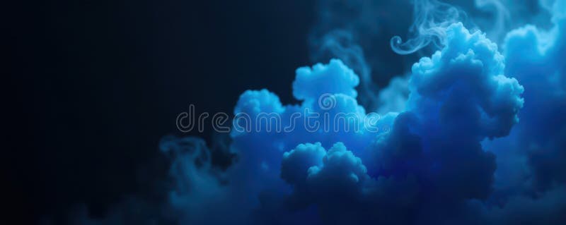 Dense Blue Smoke Plumes Against Black, Dramatic Contrast, Navy, Dark ...