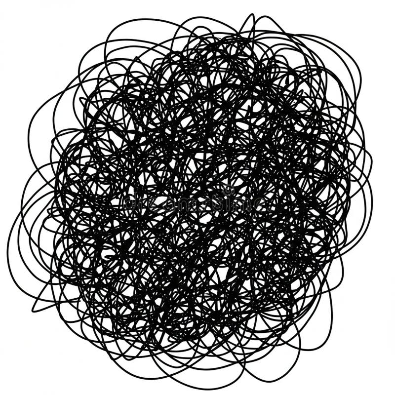 A Dense, Chaotic Tangle of Black Lines Forms an Abstract Scribble ...