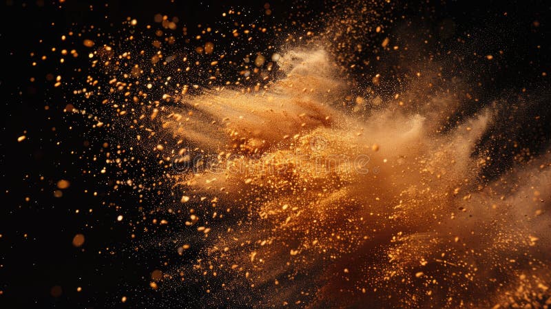 A Dense Cloud of Dust Particles Suspended in Mid-air Against a Dark ...