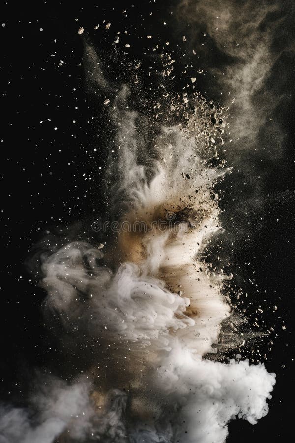 A Dense Cloud of White Smoke Floating Against a Dark Black Background ...