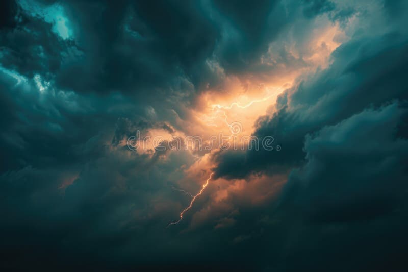 A Dense Cloudy Sky with Scattered Thunderstorms, Suitable for Weather ...