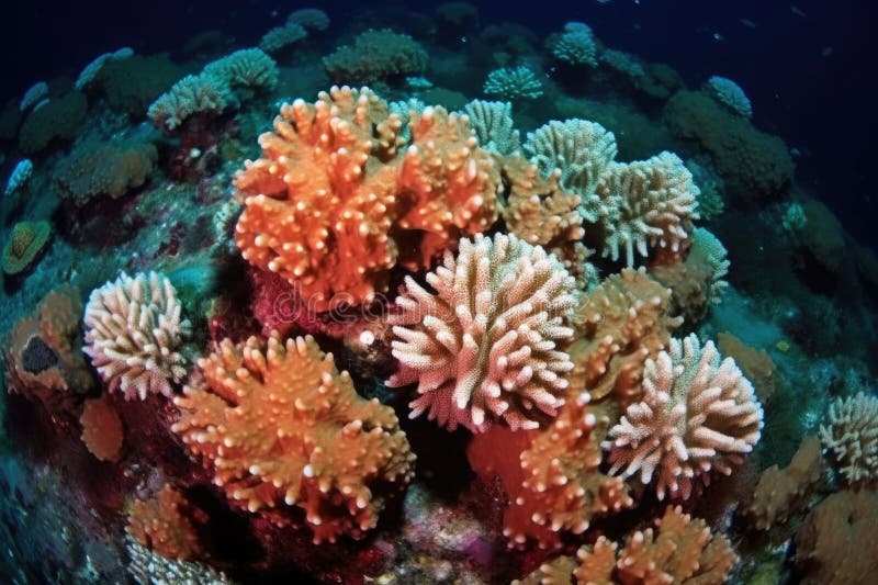 Dense Cluster of Coral Polyps at Night Stock Image - Image of polyps ...