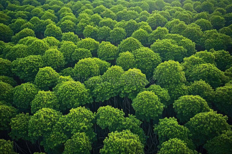 A Dense Cluster of Green Trees in a Forest, Ideal for Environmental or ...