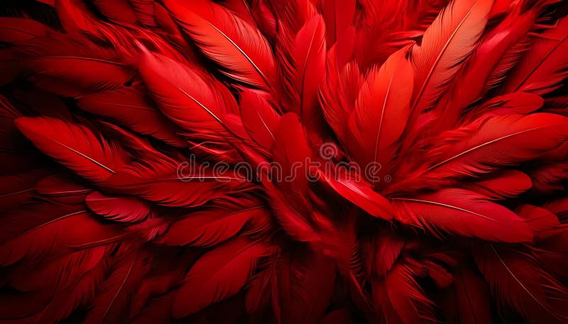 A Dense Cluster of Vibrant Crimson Feathers Creates a Striking ...