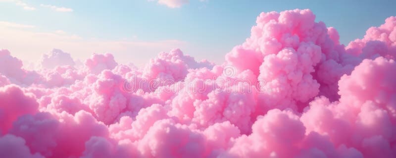 Dense, Cotton Candy Pink Clouds Fill a Vibrant Pink Expanse , Intense ...