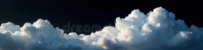 Dense, Cumulus Clouds Against a Stark Black Backdrop , Shadow, Texture ...