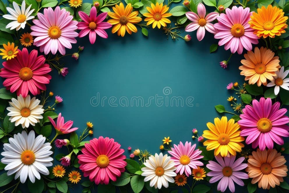 Dense Daisy Border, Various Blooms, Lush Foliage , Border, Development ...