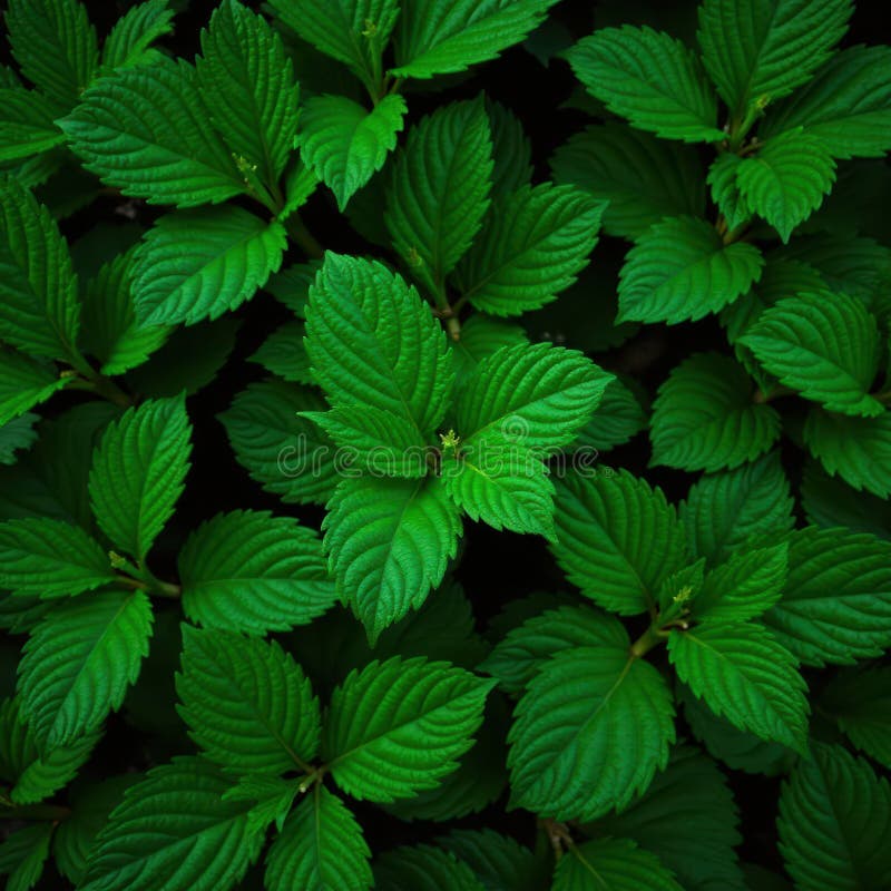 Dense Emerald Foliage, Intricate Leaf Patterns, Shadowy Background ...