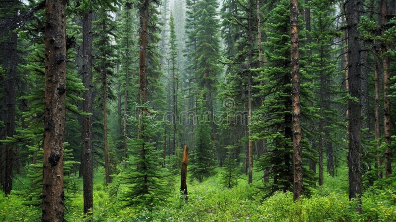 A Dense Evergreen Forest with Its Towering Trees Providing a Safe Haven ...