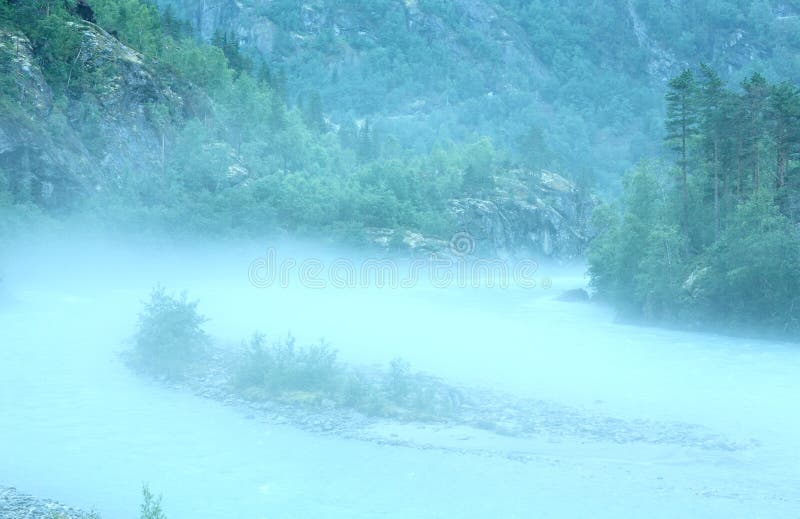 Dense fog over river. stock photo. Image of outdoor, river - 37962410