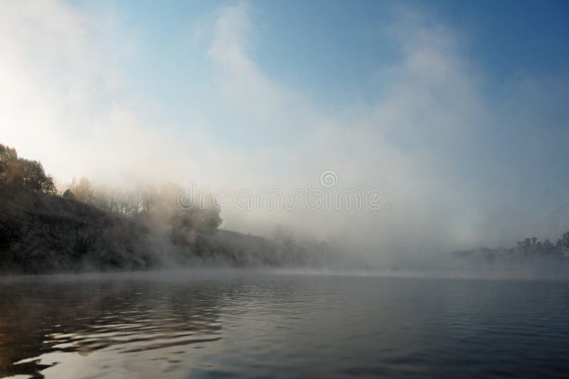 Dense fog on river stock photo. Image of outdoors, transport - 46865966
