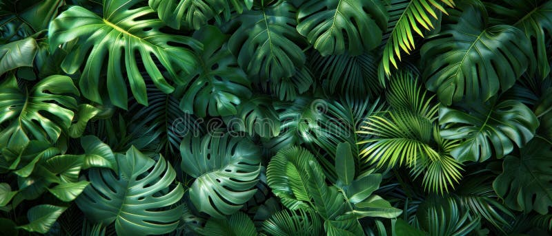Dense Foliage of Lush Green Leaves, Creating a Tropical Backdrop Stock ...