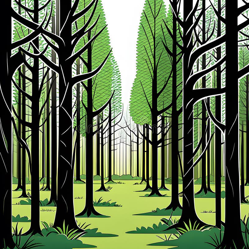 Dense Forest, AI-Generatet stock illustration. Illustration of dense ...