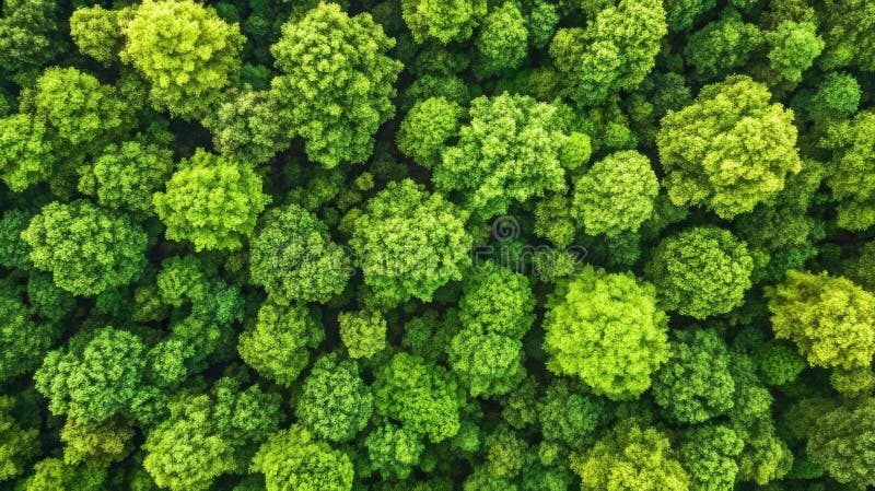 Dense Forest Canopy Seen from Above with Environmental Awareness Theme ...