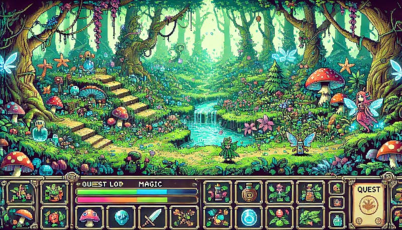 A Dense Forest Filled with Mythical Creatures Like Fairies, Sprites ...