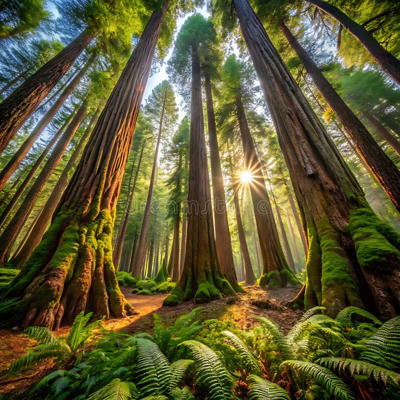 A Dense Forest Filled with Towering, Ancient Trees, Their Massive ...