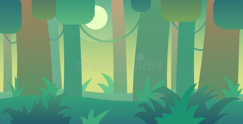 Dense Forest Landscape Flat Style Illustration Stock Vector ...