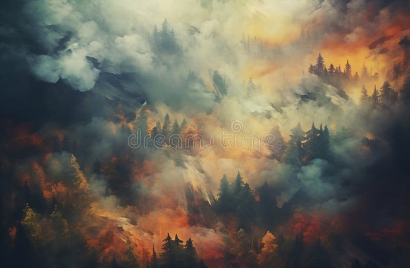 Dense Forest with Overcast Skies Stock Photo - Image of gray, mist ...