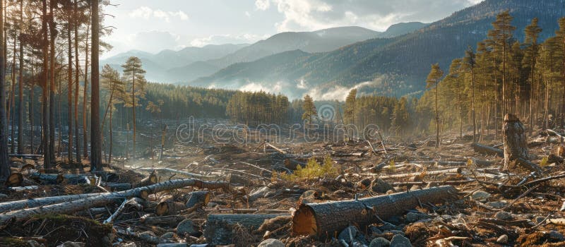 Dense Forest with Trees and Logs Stock Image - Image of outdoor, leaves ...