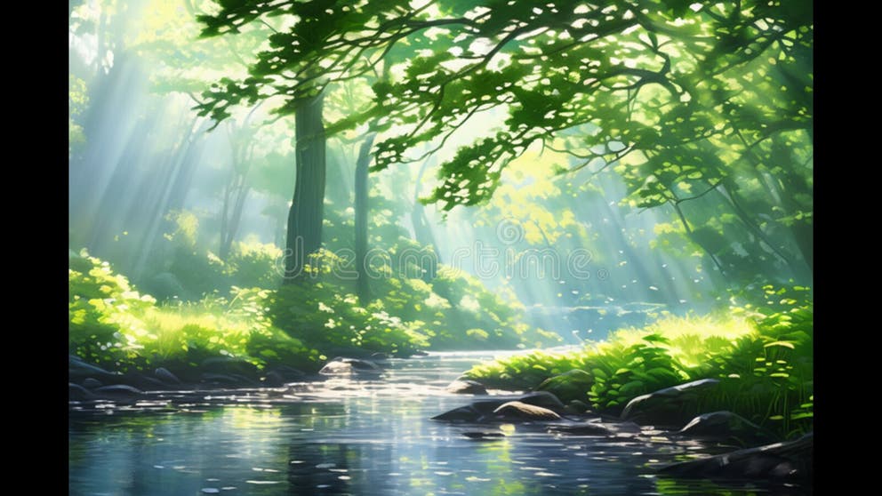 Dense Forest Under a Summer Downpour Rays of Sun Piercing through ...