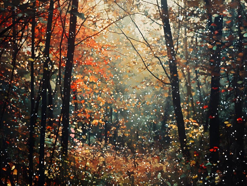 A Dense Forest Whose Leaves Shine in All the Colors Stock Illustration ...