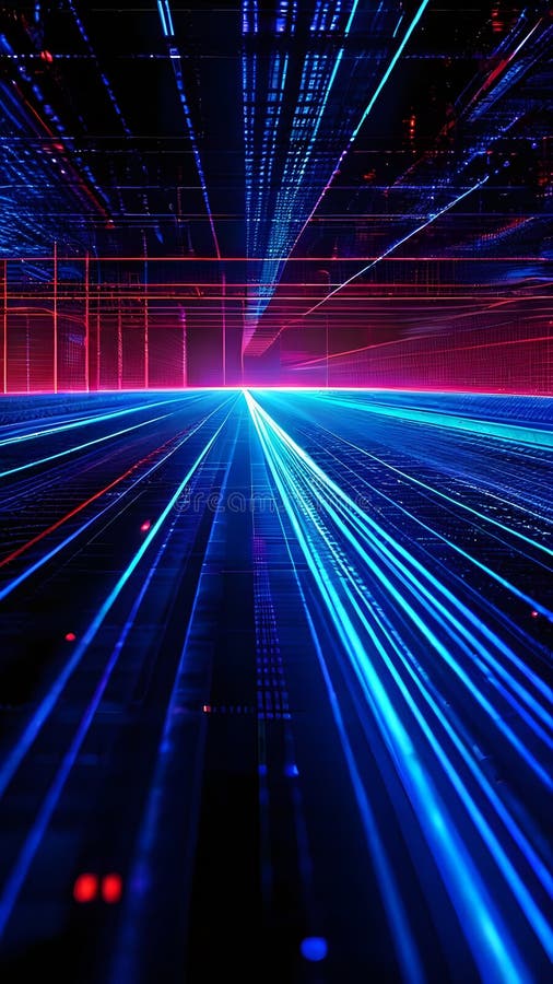 Dense Geometry of Laser Lines on a Blue Background Stock Illustration ...