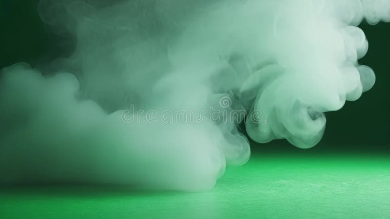 Dense Gray Mist Drifting and Enveloping the Space. Green Screen ...