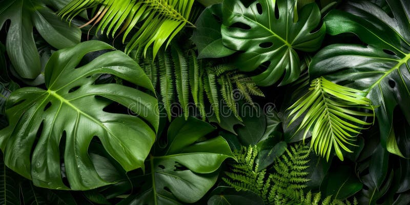 Dense Green Jungle with Leaves and Vines. Nature Background Stock Image ...