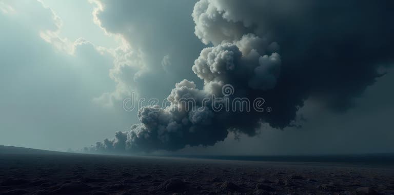 Dense Grey Smoke Billows Dramatically on a Black Field , Dark, Gothic ...