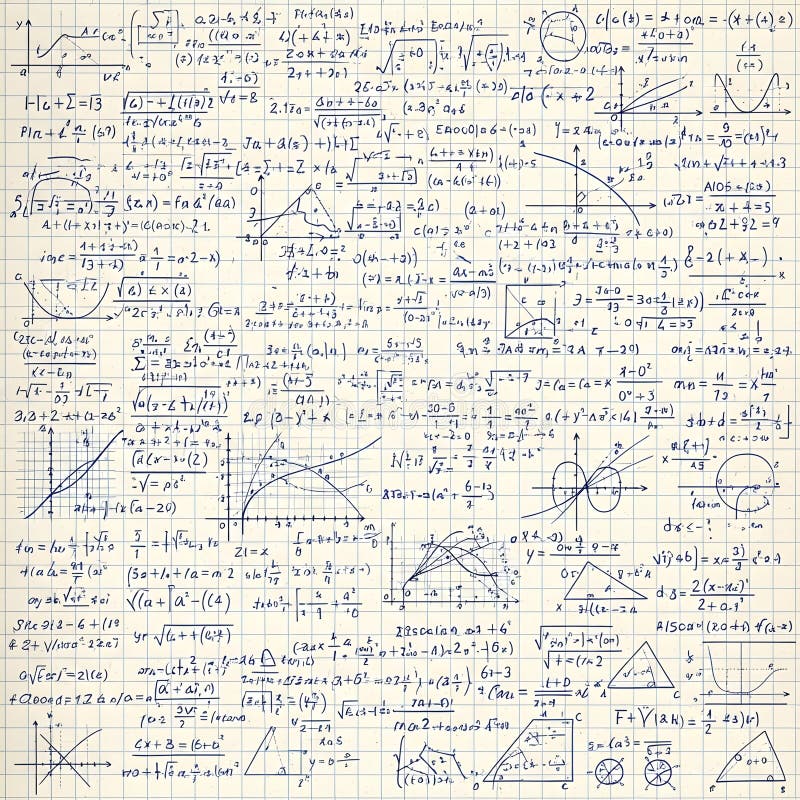 Complex Handwritten Engineering Schematics with Graphs and Equations Stock Illustration ...