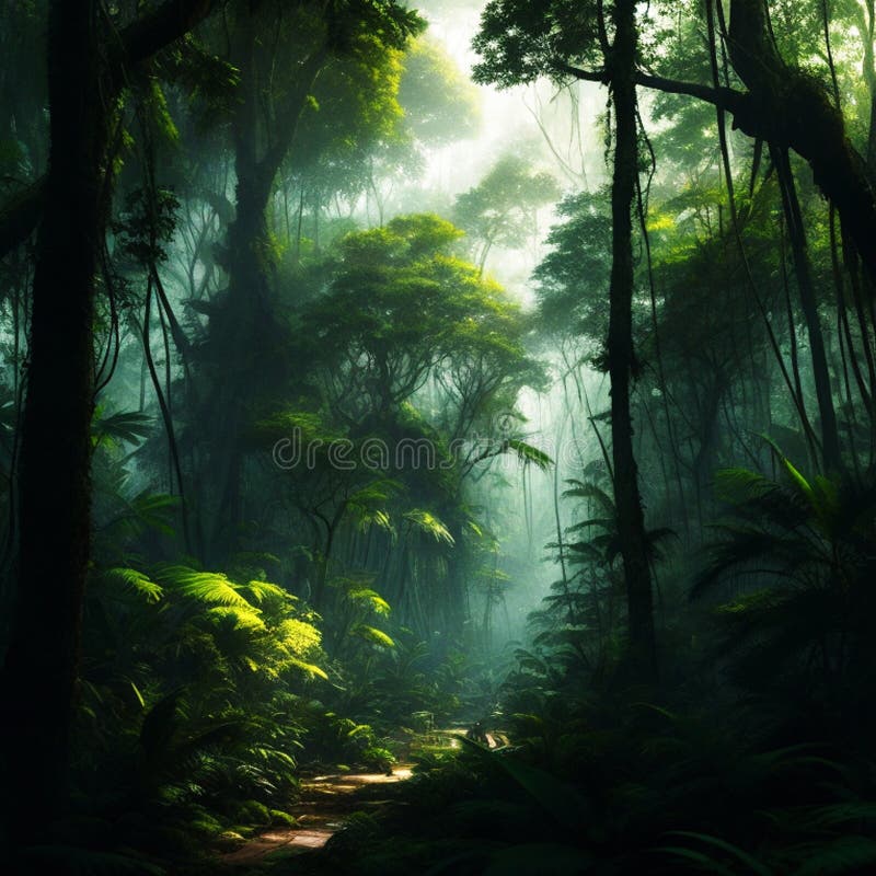 A Dense Jungle of Trees Where No One is Present,Generative AI Stock ...