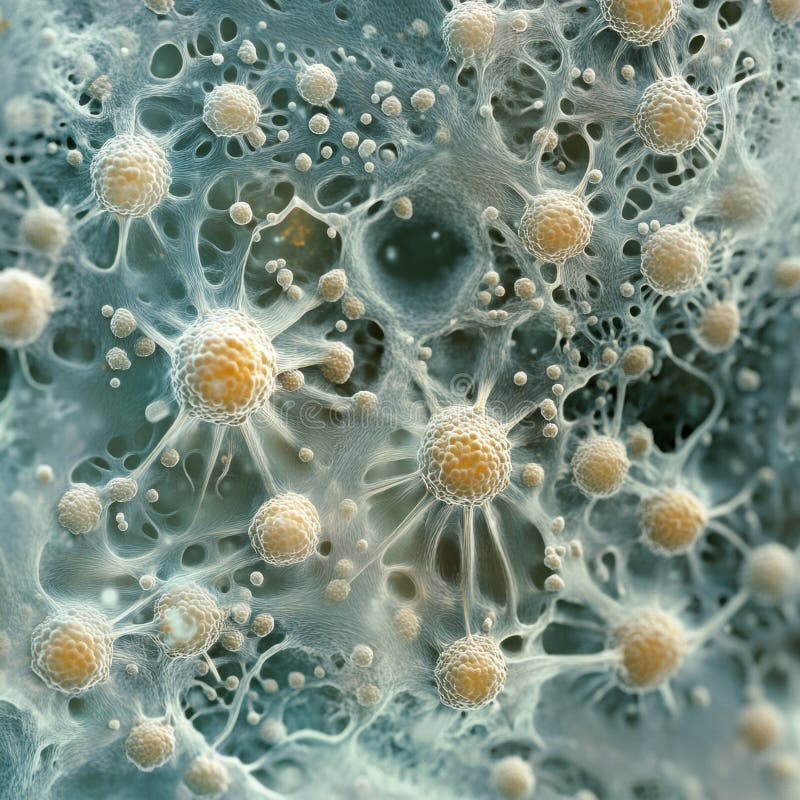 Dense Layer of Microbes Showcasing Intricate Structures and Diverse ...