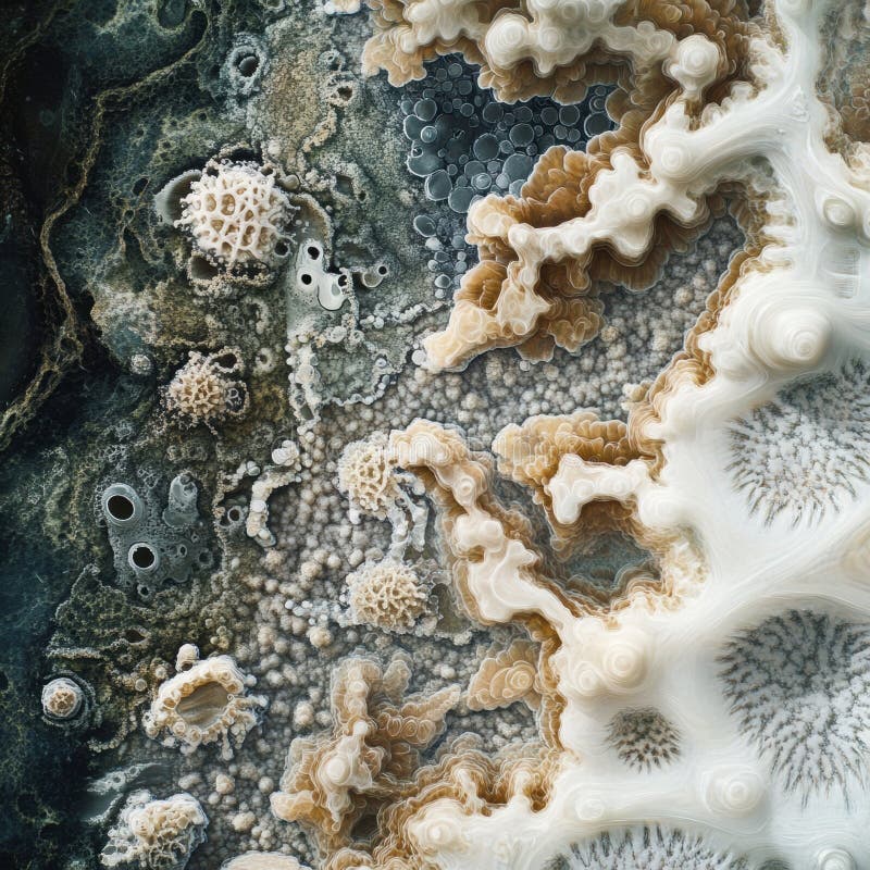 Dense Microbial Layer Showcasing Complex Textures and Patterns in a ...