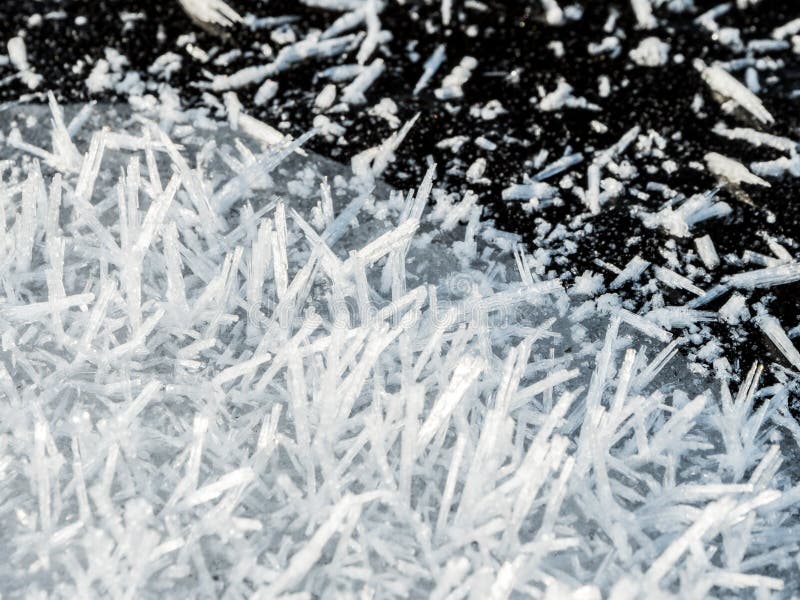 Layer of Ice Crystals on Dark Ice Surface Stock Image - Image of ...