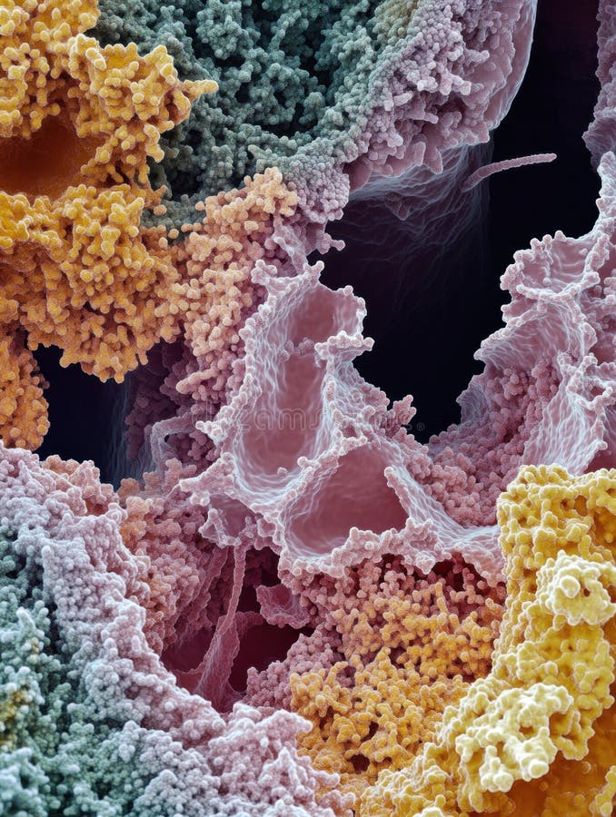 Dense Microbial Layer Showcasing Diverse Colors and Textures Under High ...