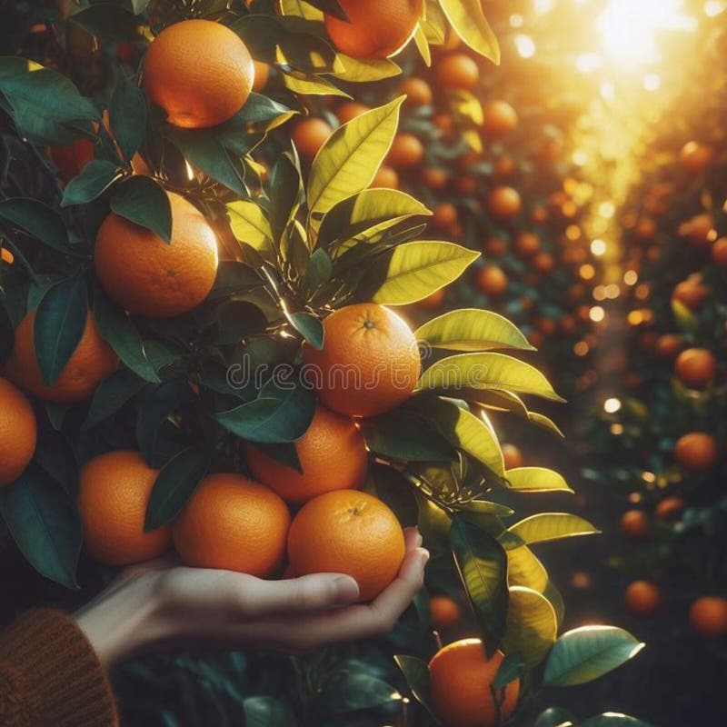 Dense orange fruit trees stock illustration. Illustration of citrus - 308133183