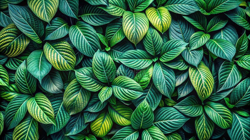 A Dense Pattern of Hyperrealistic and Photographic Leaves Stock ...