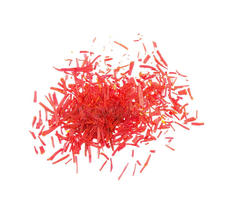 Red Saffron Pile of Condiment Isolated on White Stock Photo - Image of ...