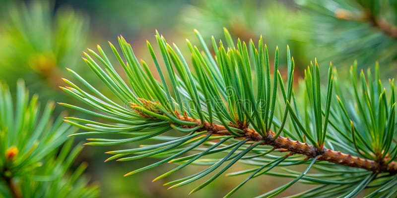 Dense Pine Branch with Long, Slender Needles, Featuring Selective Focus ...