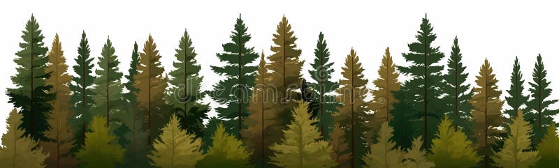 Dense Pine Forest Vector Simple 3d Smooth Cut and Isolated Illustration ...