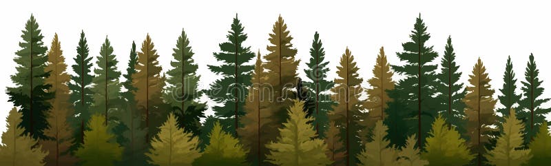 Dense Pine Forest Vector Simple 3d Smooth Cut and Isolated Illustration ...