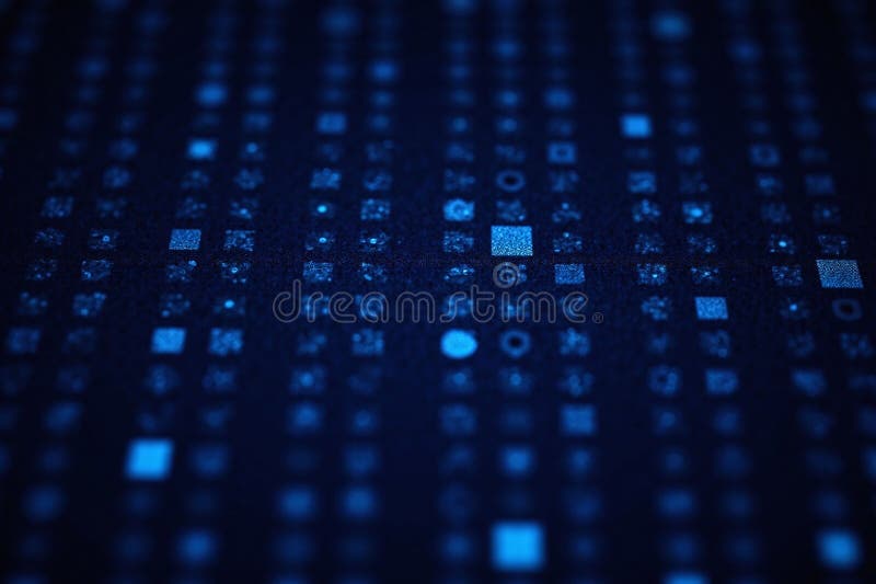 Dense Pixelated Grid Blue Squares Dots Dark Blue Bg Stock Illustration ...