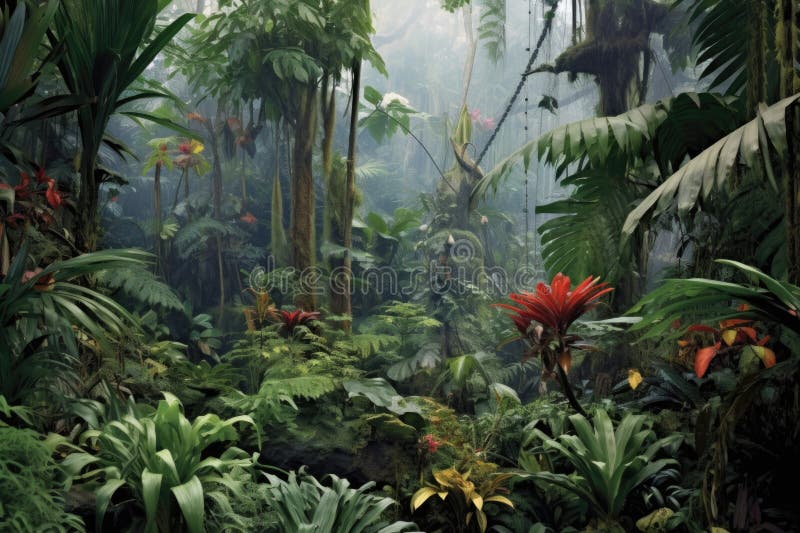 Dense Rainforest with Rare Exotic Plants Stock Photo - Image of foliage ...