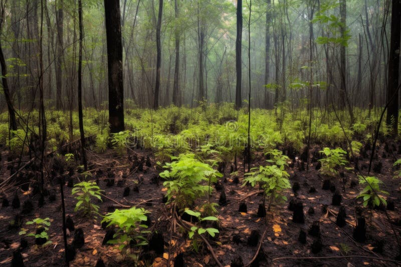 Dense Regrowth of Saplings in a Previously Burnt Forest Stock ...