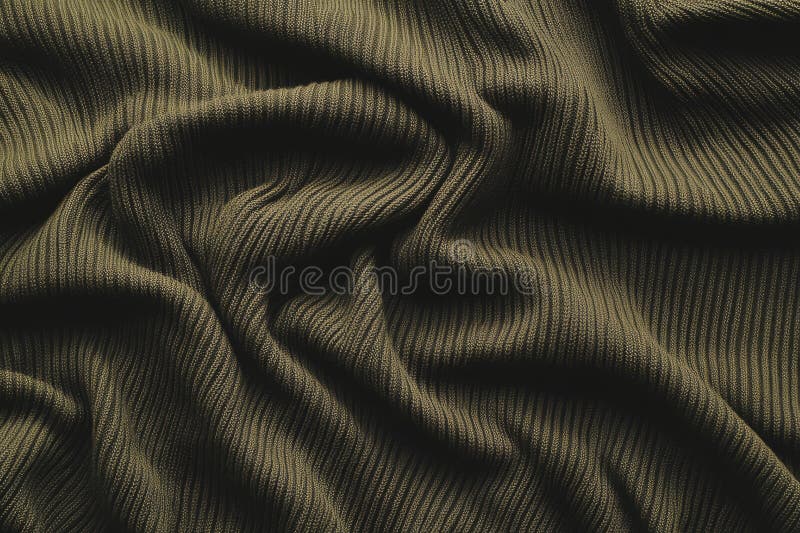 A Dense, Ribbed Knit Fabric Texture Background in Dark Olive Green. the ...