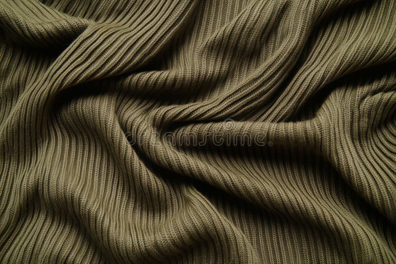 A Dense, Ribbed Knit Fabric Texture Background in Dark Olive Green. the ...