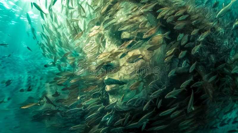 Dense School of Fish Creates a Mesmerizing Pattern in the Murky Depths ...