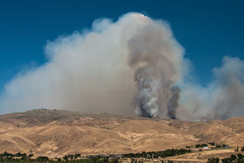 Dense Smoke Rising from the Raging Wildfire Stock Image - Image of ...