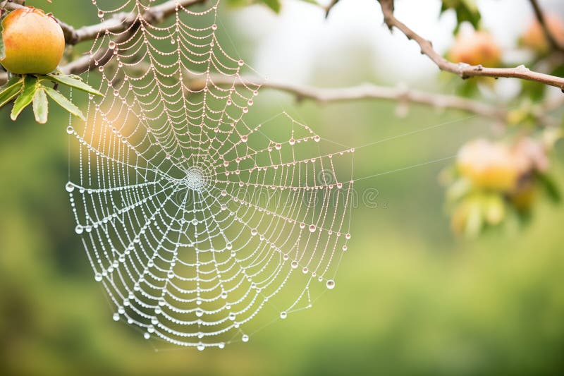 Dense Spider Web with Morning Dew Stock Photo - Image of wildlife ...