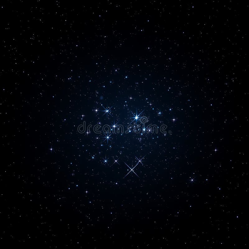 A Dense Star Cluster with Glowing Blue and White Stars on a Dark ...